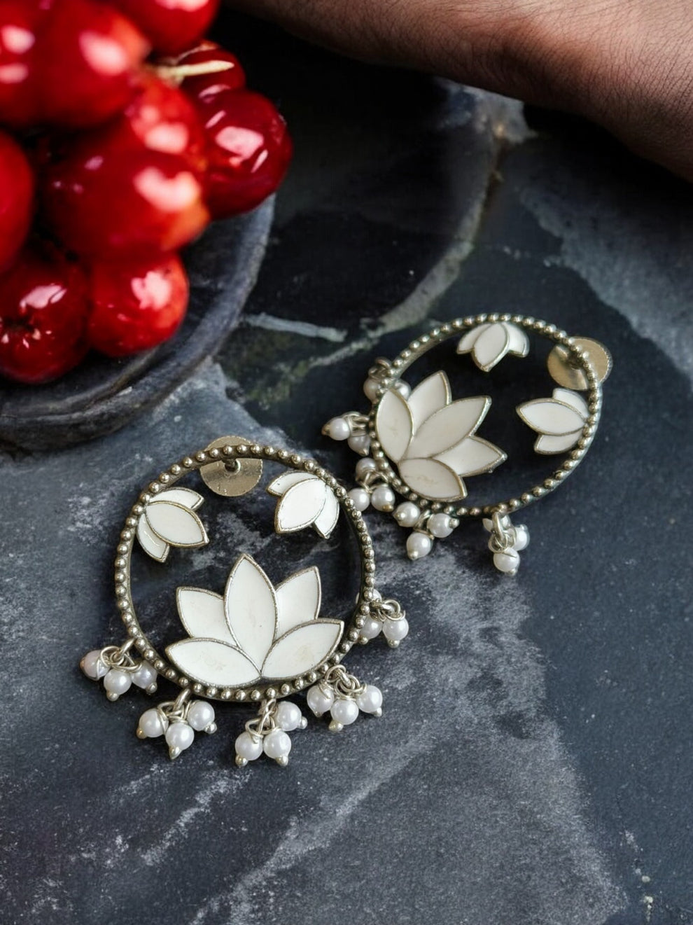 Padma Kaan Phool Hand-painted Stud Earrings – Preyasi